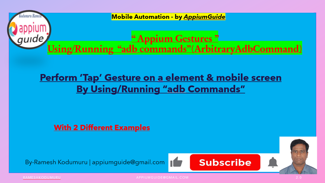 #138.Appium Gestures-Perform ‘Tap’ Gesture on a element & mobile screen By Using/Running “adb ...