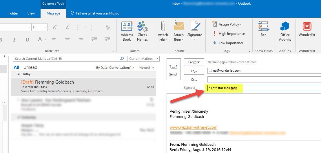 Wunderlist Pro-tip: Star directly from e-mails | by Flemming Goldbach ...