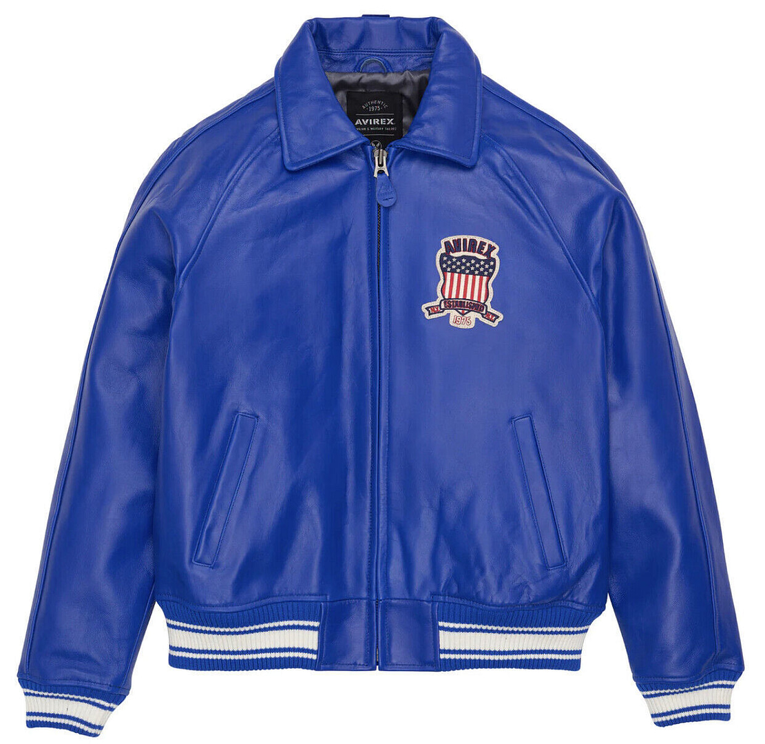 Avirex Blue Icon Leather Jacket. A Timeless Icon in Bold Blue: The ...