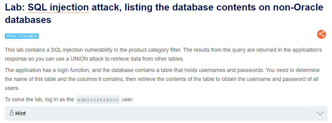 Lab Sql Injection Attack Listing The Database Contents On Non Oracle Databases By Cj007 Medium 3478