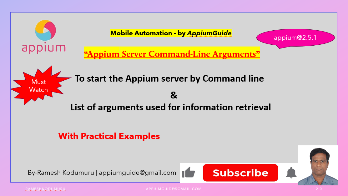 #51.Appium CLI — To Start Appium server by Command line & List of arguments used for information ...
