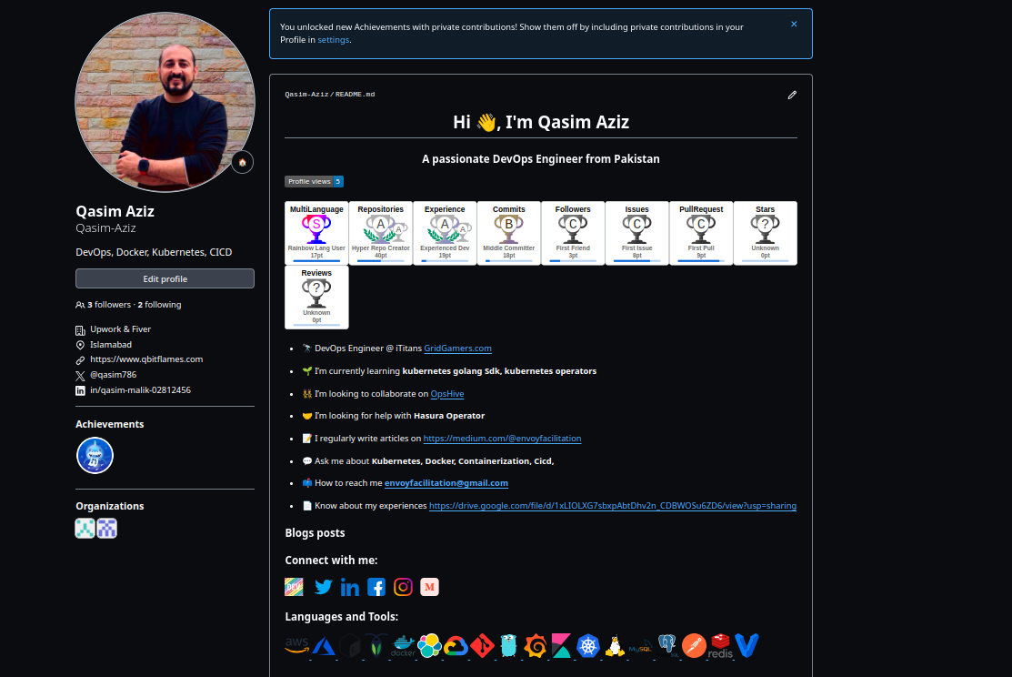 Elevate Your GitHub Profile with a Personal README.md | by Qasim Aziz | Medium