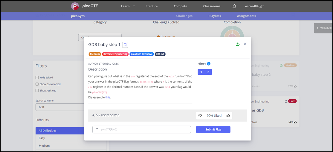 Cracking PicoCTF Challenge: GDB Baby Step 1 | by Oscar404 | Medium