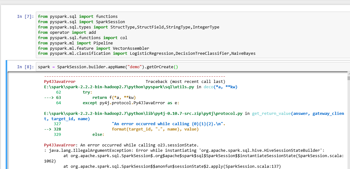 Michael Getting The Error While Creating The Sparksession Object In Jupyter Notebook By