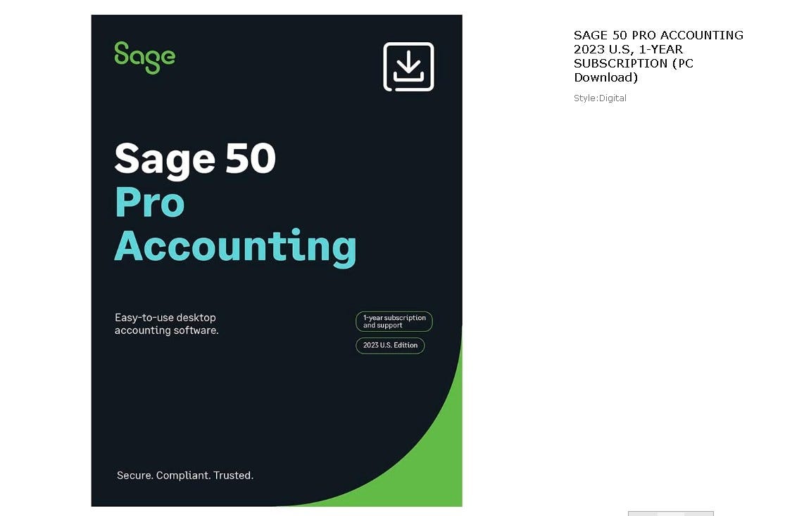 SAGE 50 PRO ACCOUNTING 2023 U.S, 1-YEAR SUBSCRIPTION (PC Download) | by ...