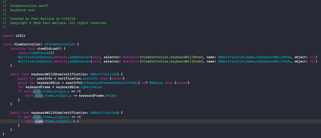 How to raise a UITextField when the keyboard shows | by Paul Wallace | Medium