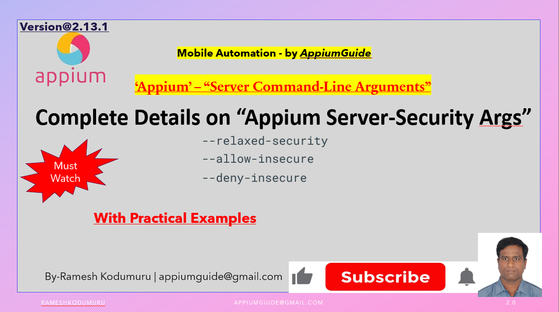 #53.Appium CLI — Complete Details on “Appium Server-Security Args” | by "Appiumguide" by Ramesh ...
