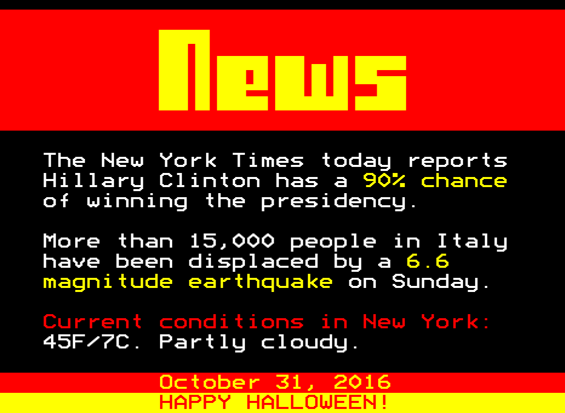 October 31, 2016 | by Heather Rasley | Teletext News | Medium