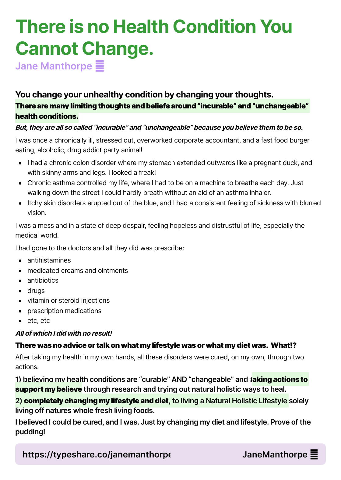There is no Health Condition You Cannot Change. | by Jane Manthorpe ...