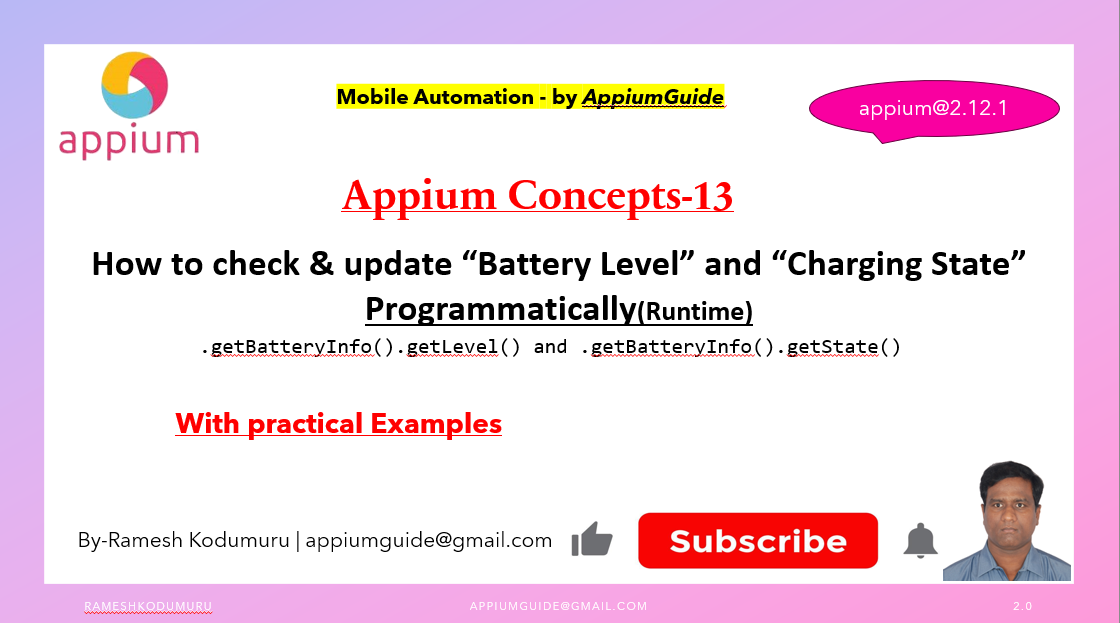 #108.Appium Concepts: How to check & update “Battery Level” & “Charging State” Programmatically ...