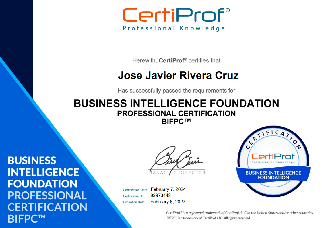 Certificado CertiProf Business Intelligence Foundation - Tinyjoja - Medium