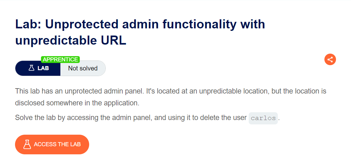 Lab Unprotected Admin Functionality With Unpredictable Url 2 Apprentice By Dinnuhoni
