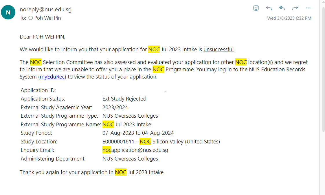 My NOC Rejection Journey | NUS Overseas College Programme | by Poh Wei ...