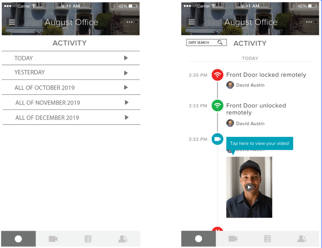 August Door Lock App Redesign. Activity Page | by Jessica Ames | Jess ...