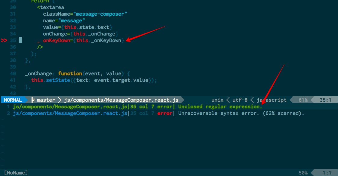 Setup Vim, JSHint and React. Vim is my favorite editor so I wanna… | by ...