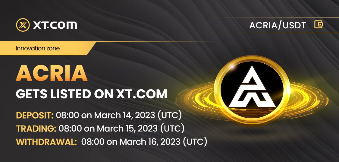 XT.COM Announcement on Launching ACRIA(Acria.AI) | by XT.com | Medium