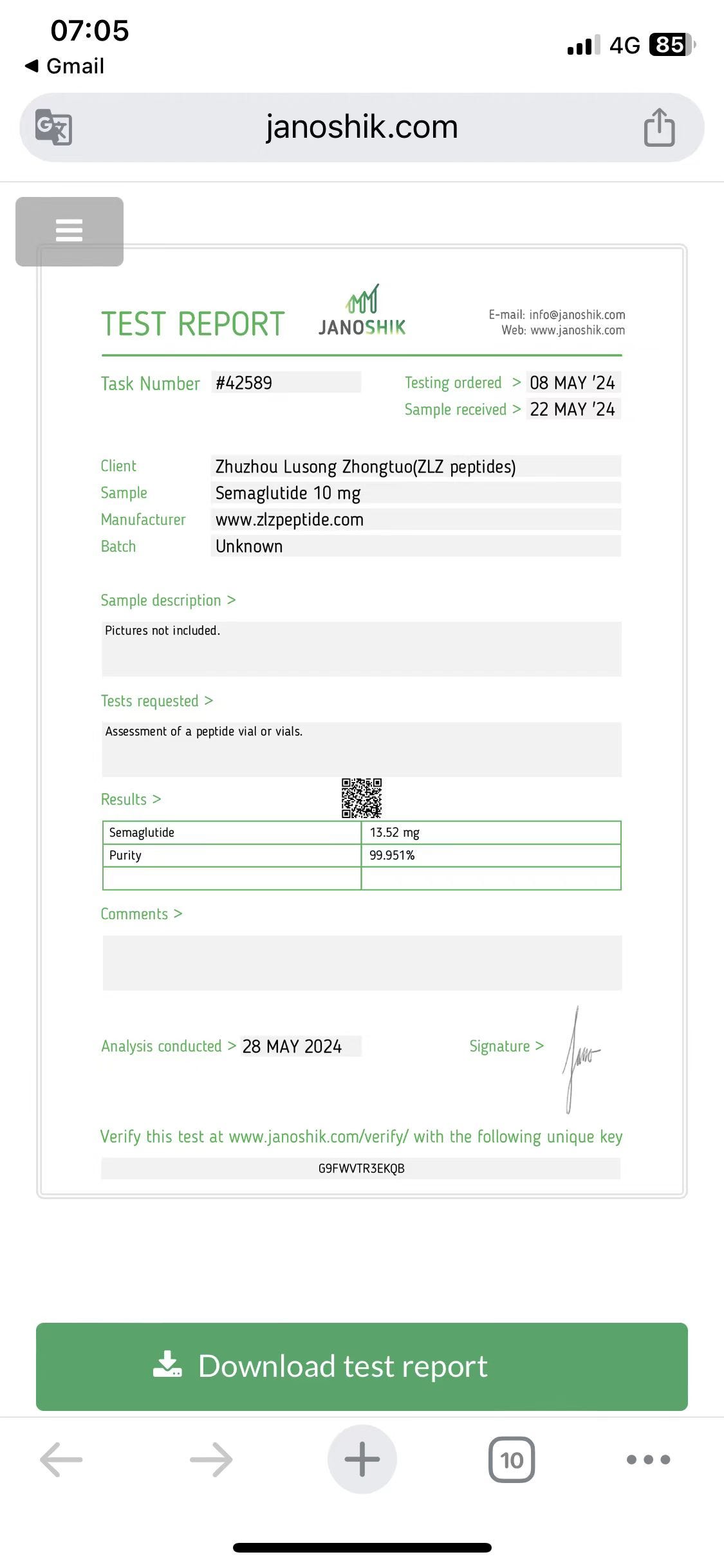 Janoshik Test Cagrilintide cas1415456–99–3 10mg 15mg Weight Loss GLP-1 ...