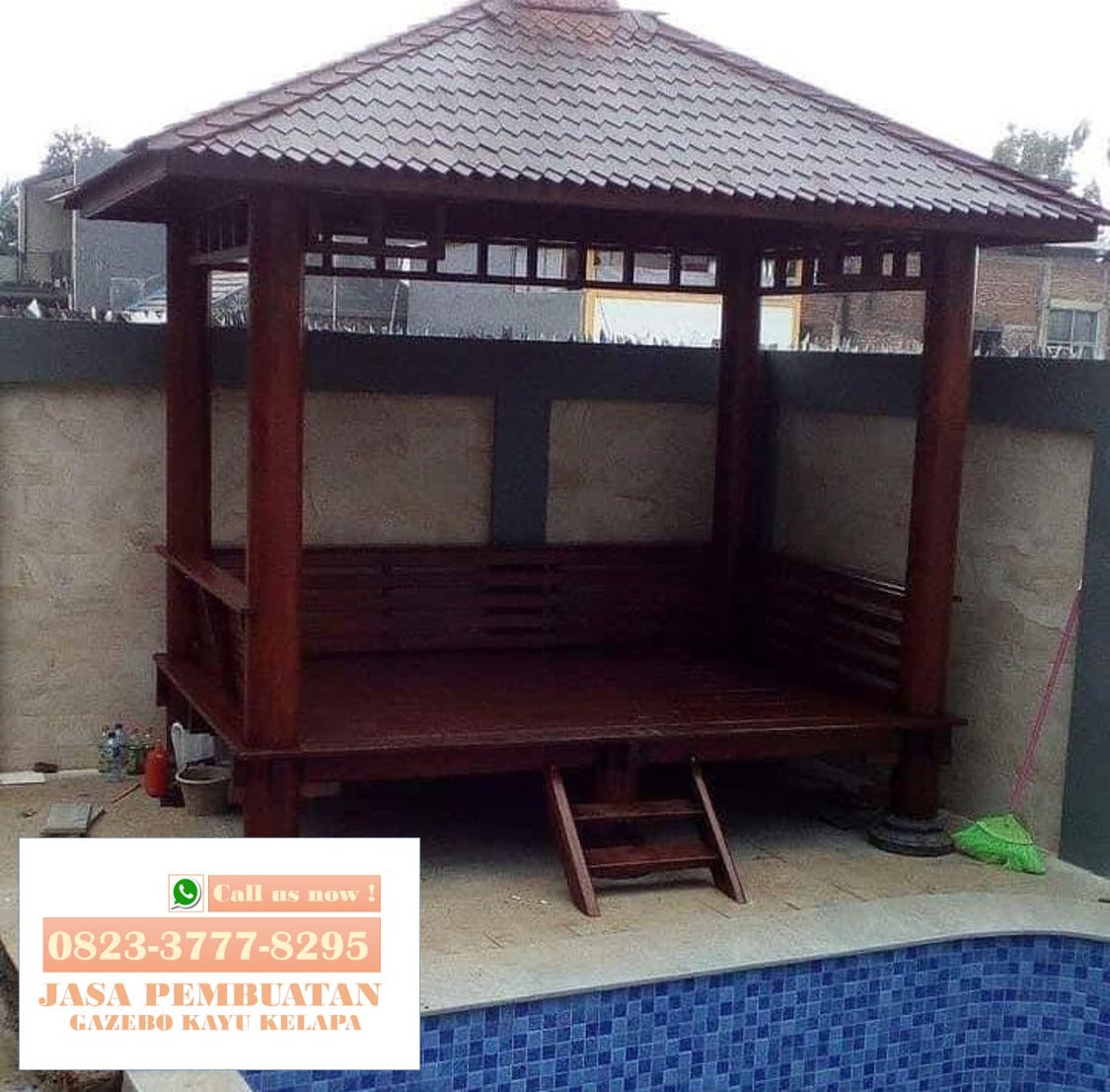 TERIMA JADI, Call. 0815 5543 6087, Jual Gazebo Minimalis Bahan Kayu Kelapa Nganjuk | by Jual ...
