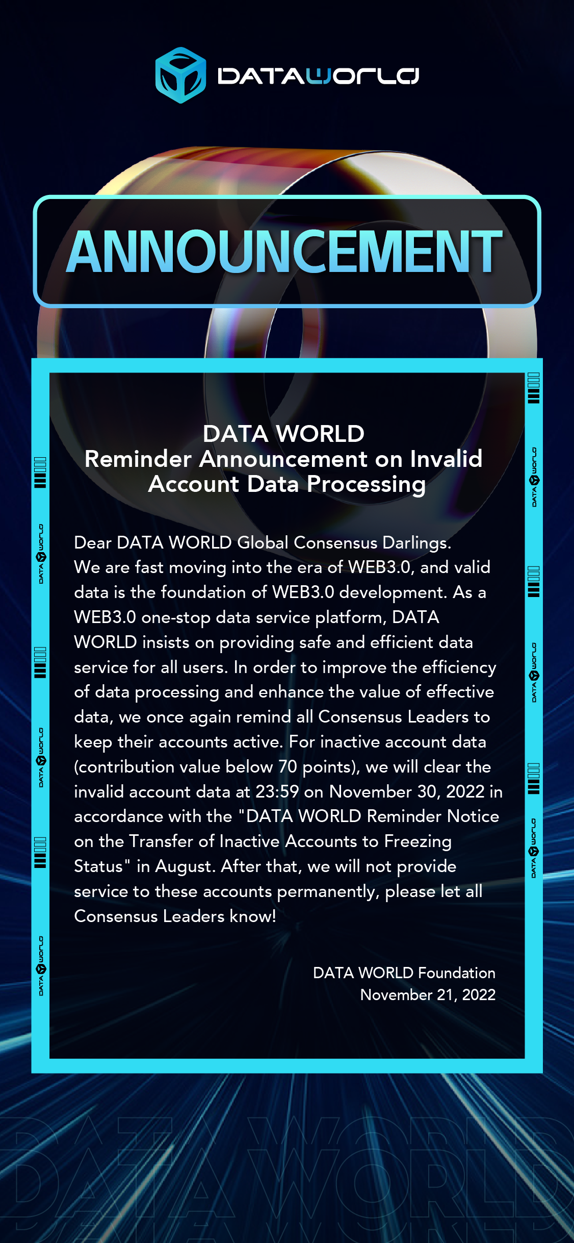 DATA WORLD Reminder Announcement on Invalid Account Data Processing - DATA WORLD - Medium