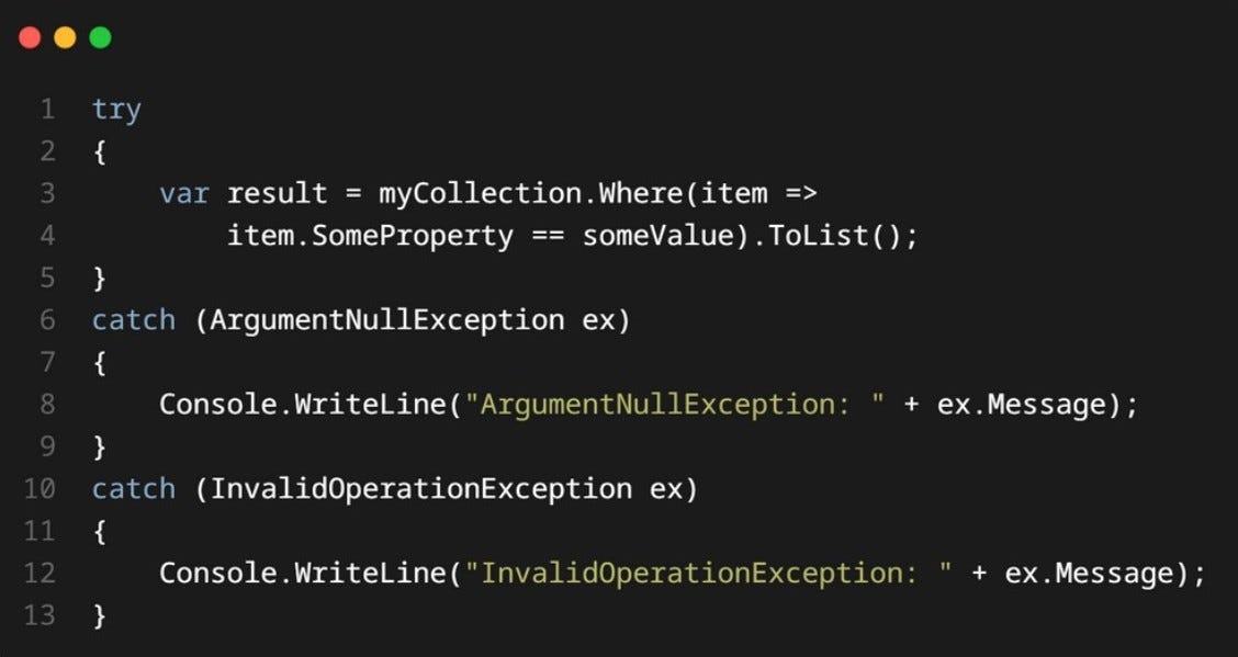 Exception Handling in LINQ. LINQ (Language-Integrated Query) is a… | by Shreyans Padmani | Medium