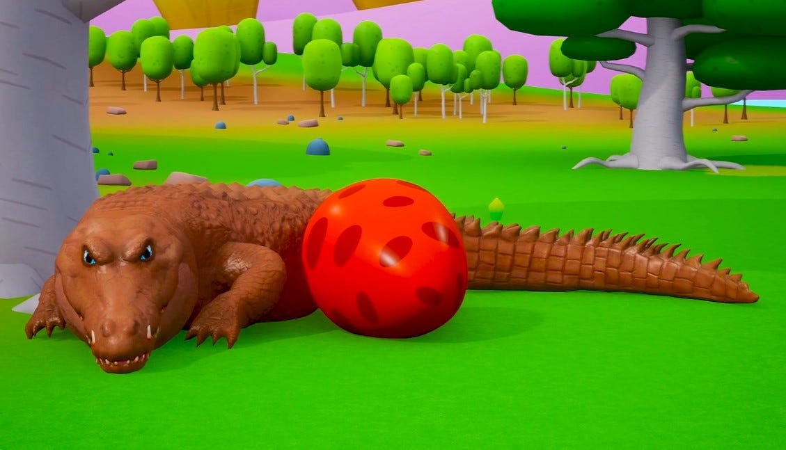Trex Dinosaur and Parasaurolophus Fun Play and Escape from Alligator ...
