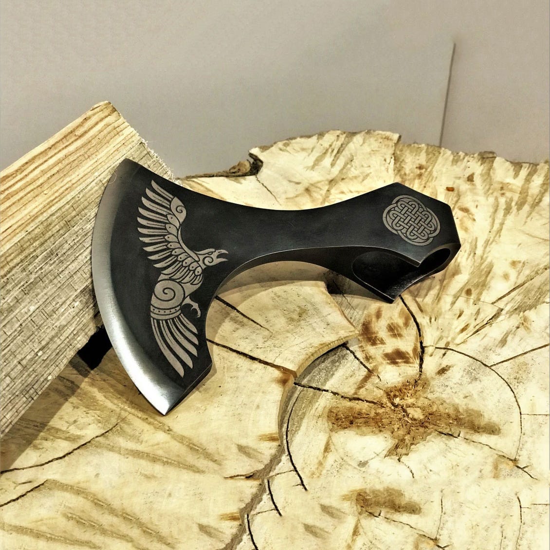 Custom Axe Head With Author’s “Thor’s Raven” Engraving Axe For Sale ...