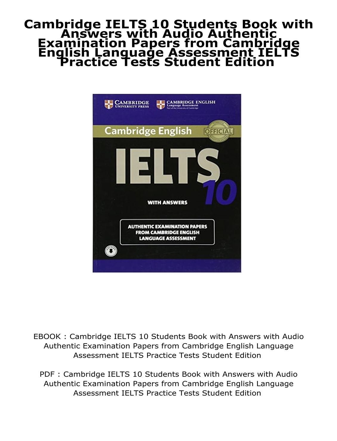 DOWNLOAD EBOOK Cambridge IELTS 10 Students Book with Answers with Audio ...