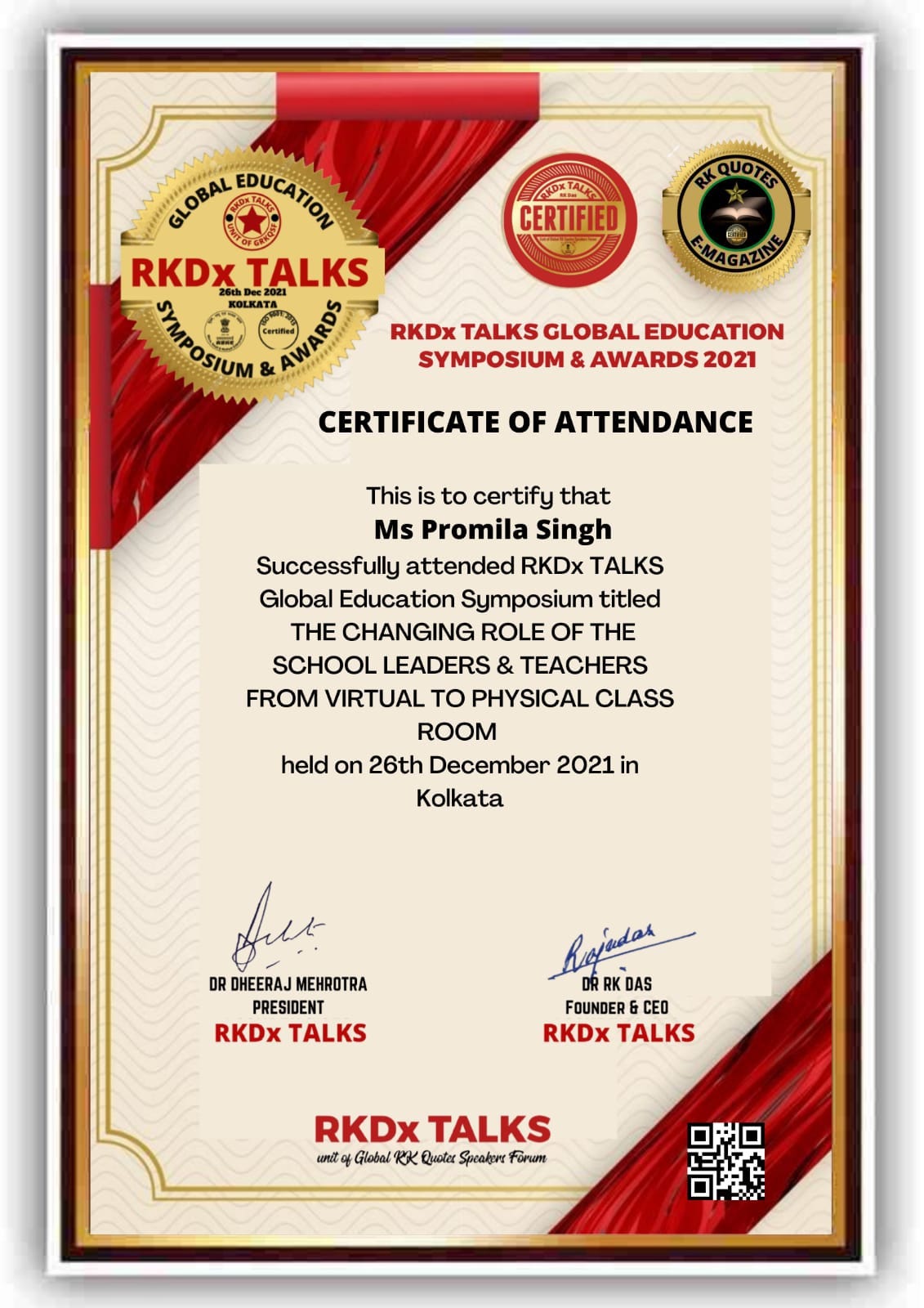 Awesome award - Promila Singh S - Medium