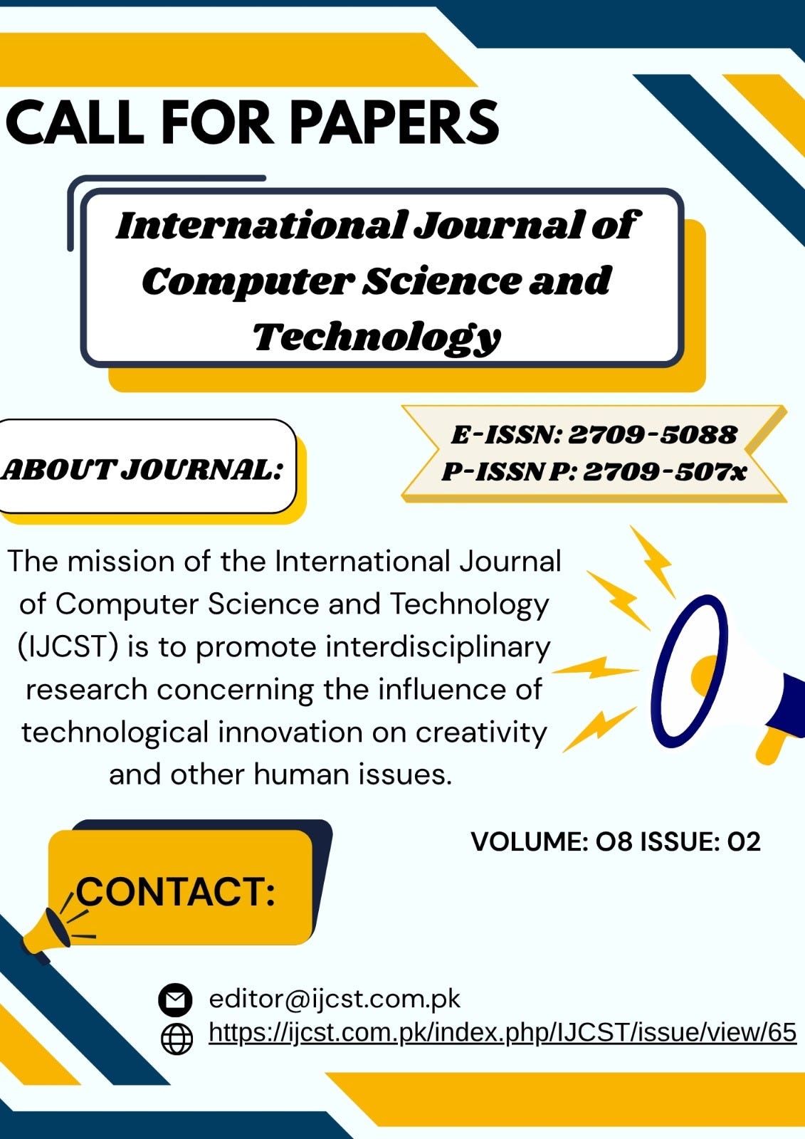 📢 Call for Papers — International Journal of Computer Science and Technology (IJCST) 📝 ISSN ...