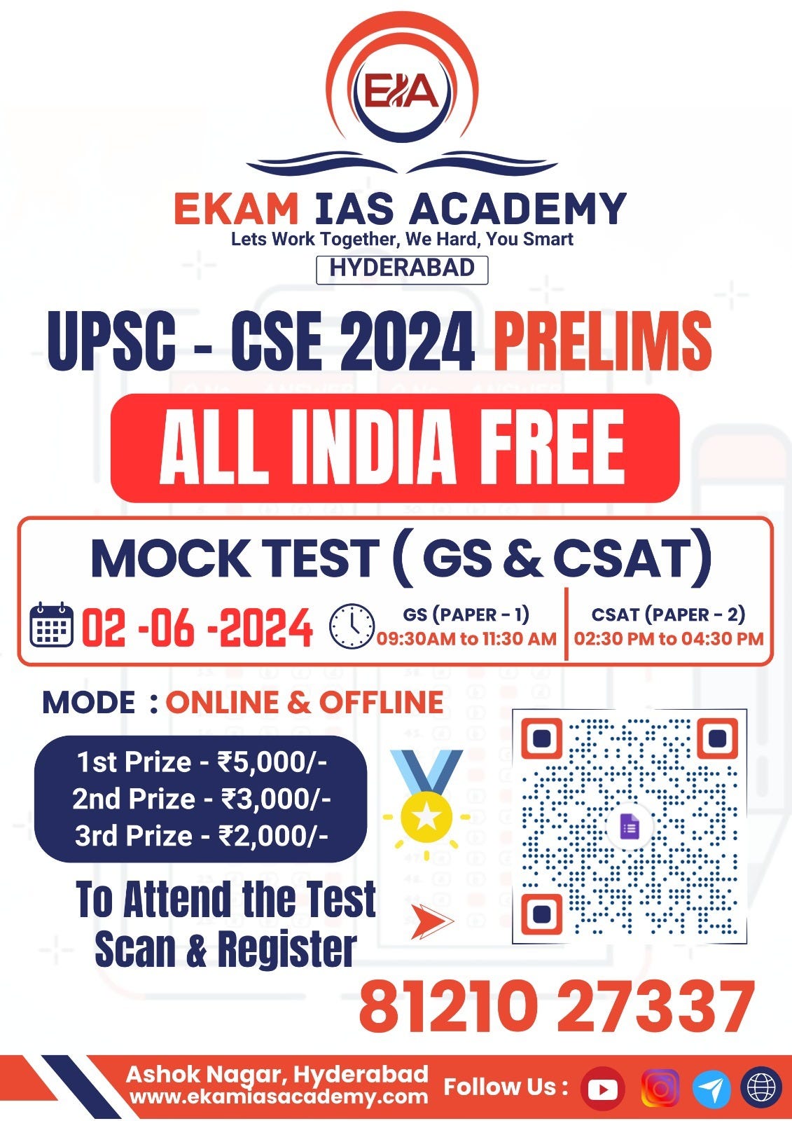 UPSC — CSE 2024 PRELIMS ALL INDIA FREE MOCK TEST (GS & CSAT) - Ekamiasa ...