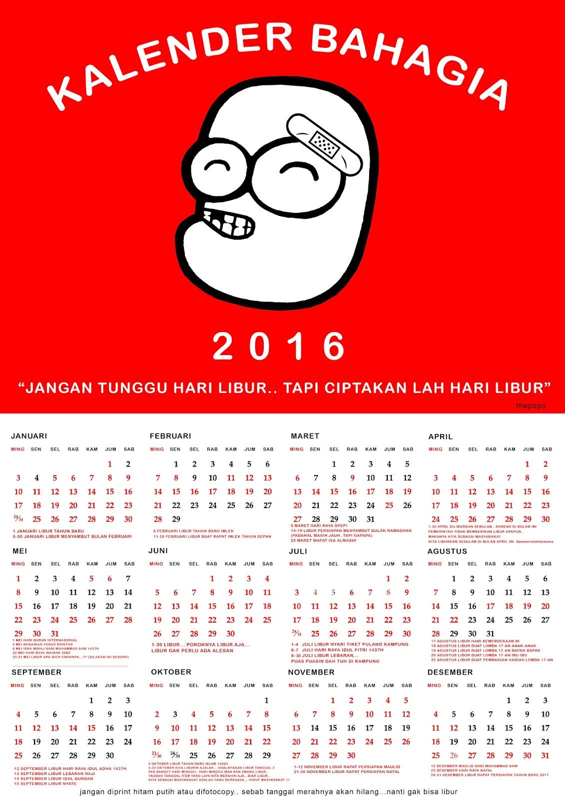 Kalender Bahagia The Popo 2016 Datang lagi | by Muhamad Fajar | Medium