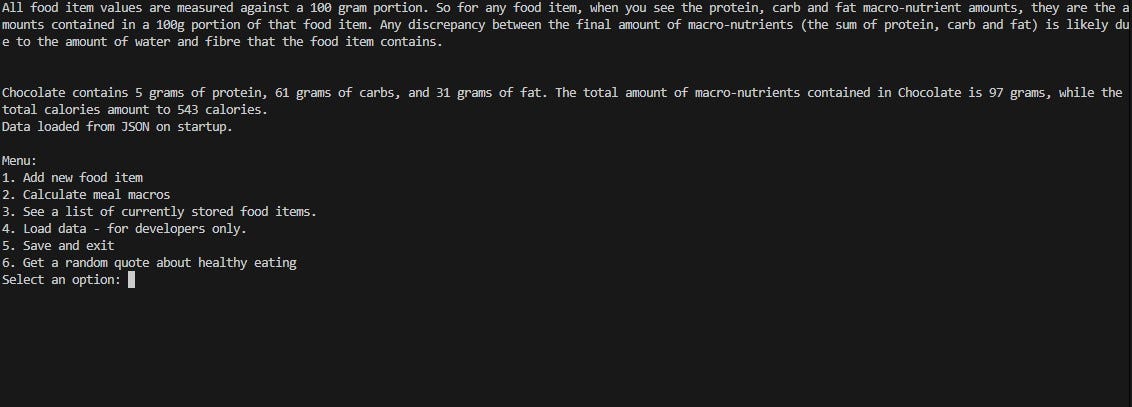 Meal-Calculator: A Python Terminal-Based Macronutrient Calculator for ...
