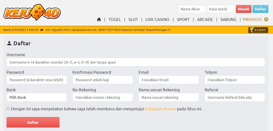 CARA DAFTAR AKUN GACOR DI KEJU4D. Keju4D — Selamat datang di Keju4D ...