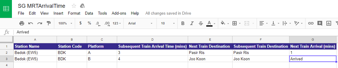 Get Singapore MRT Train Arrival Time with Google Sheets | by Ferry ...