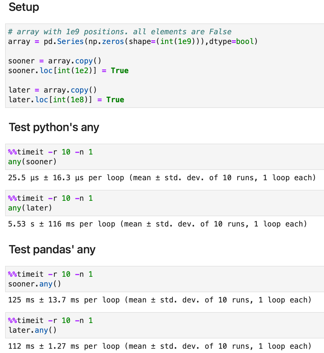 How smart is the operator: any()? | python & pandas optimization | Musings of a researcher | by ...