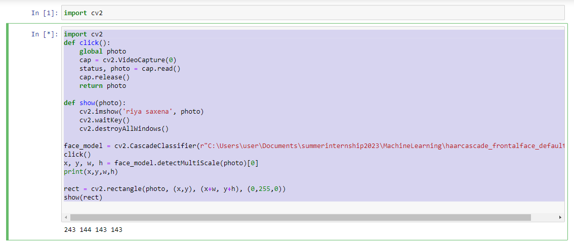 🎯 Goal: Implement the HaarCascade module and display detected faces in a window with highlighted ...