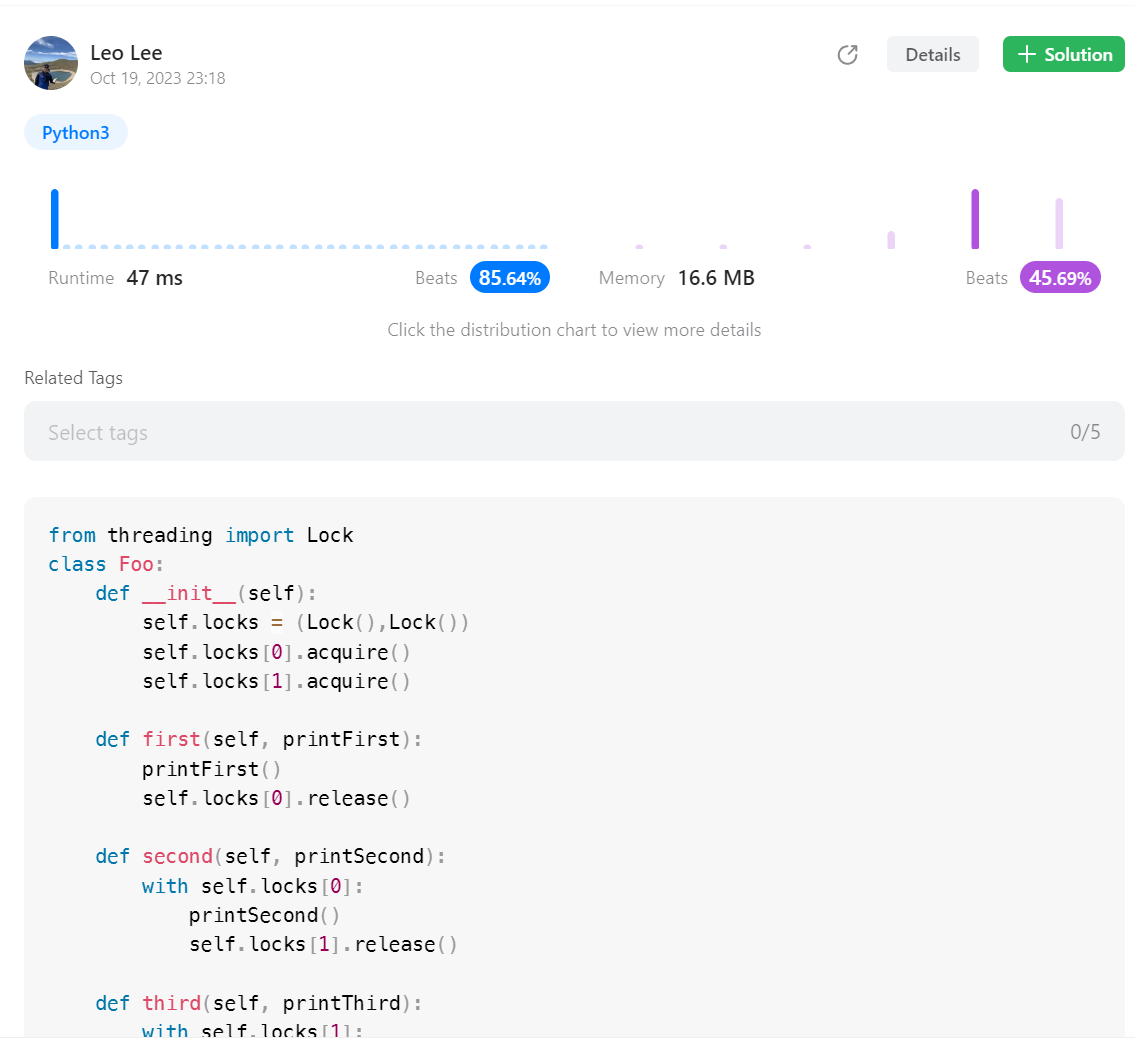 leecode ex60. 1114. Print in Order | by leoBlackTea | Oct, 2023 | Medium