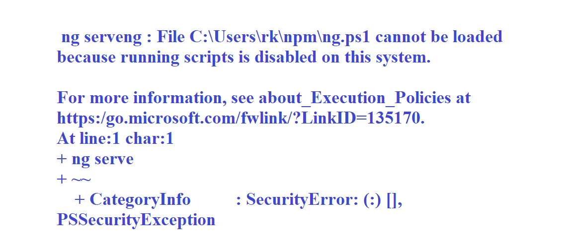 Resolving ‘ Ng Serve Securityerror Unauthorized Access In Angular Cli Ps Security Exception