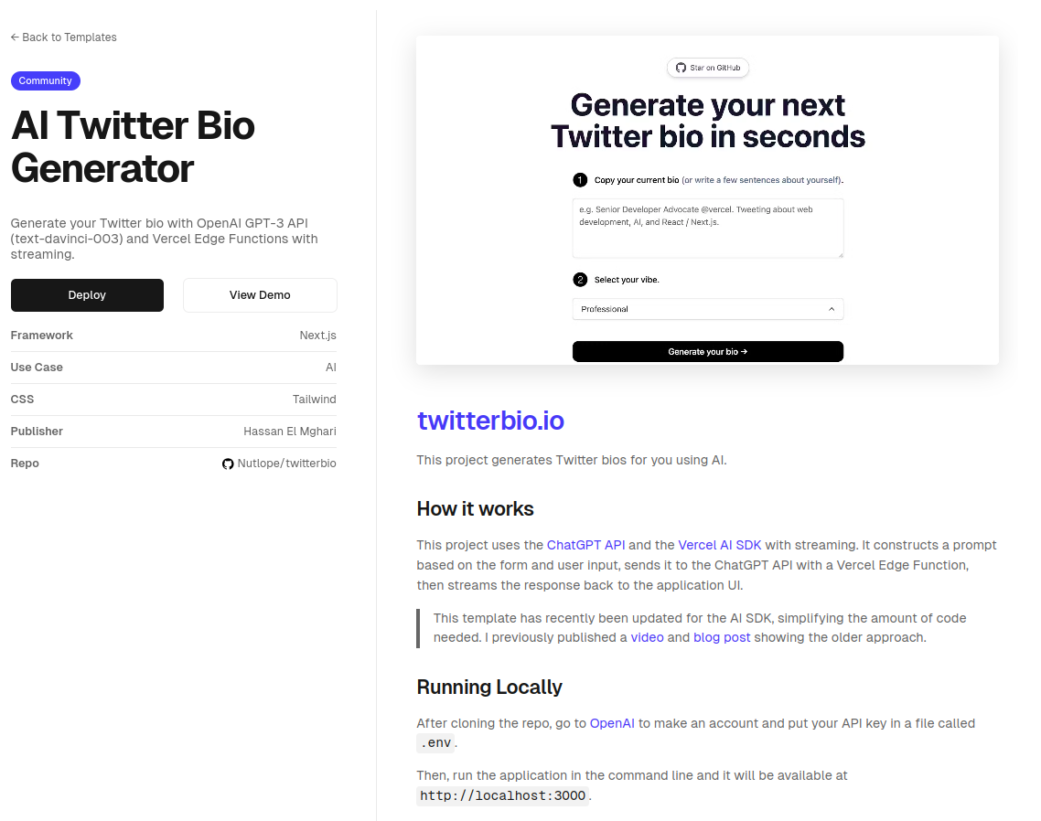 Twitter Bio Generator using Vercel and GPT-4 | by Sanjana Kothari | Medium
