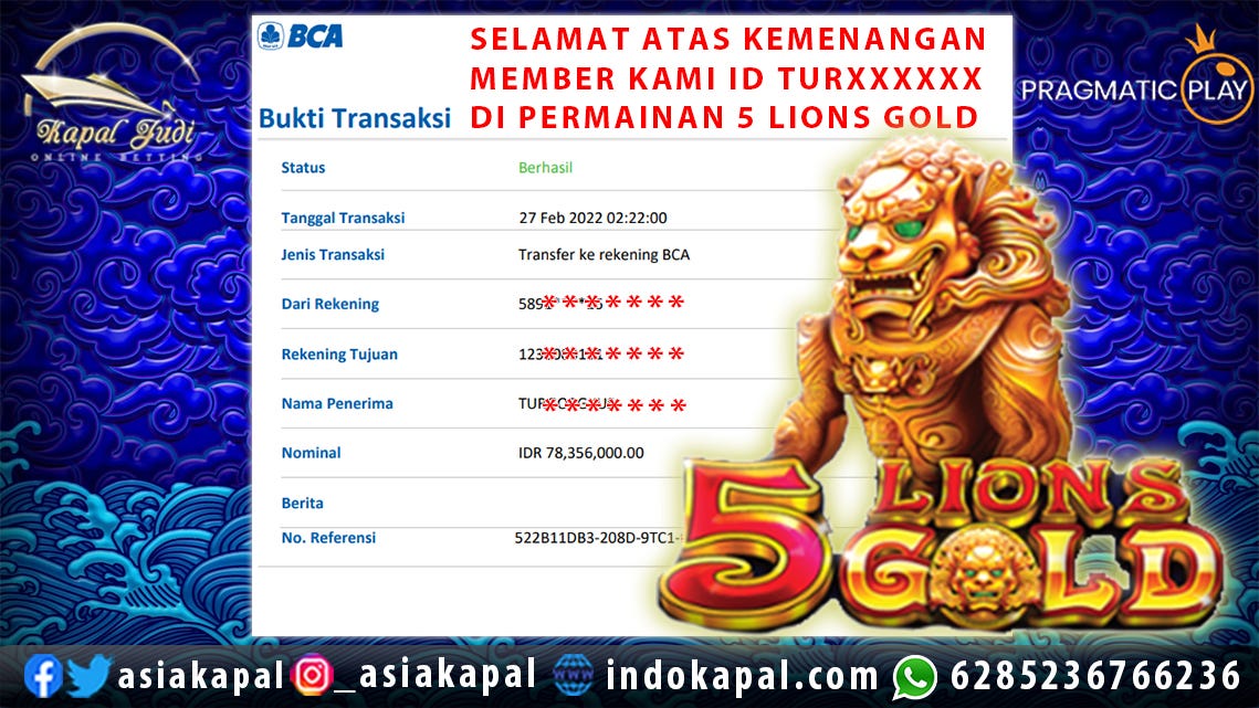 Jackpot Pragmatic Play 5 Lions Gold Kapaljudi 27 Februari 2022 | by kapaljudi | Medium