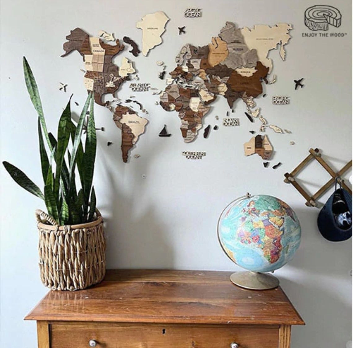 Illuminate Your Space with 3D Colored Wooden World Map - Enjoy The Wood ...