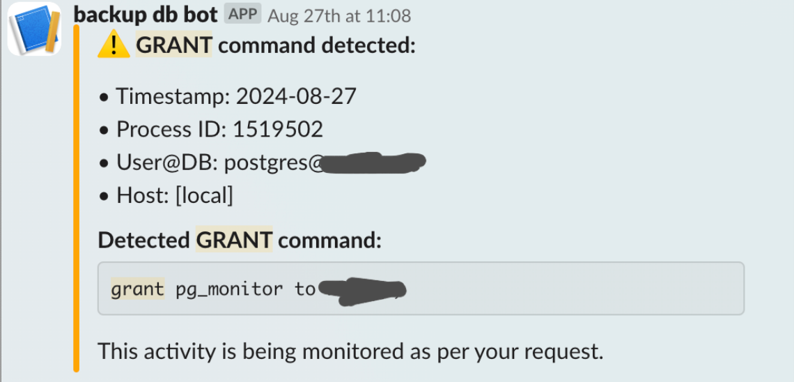 Monitoring Postgresql Automating Alerts For Unauthorized Grant Commands Via Slack By Vina 8693