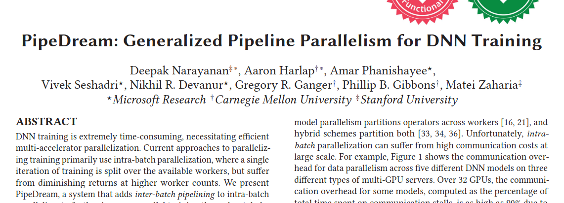 PipeDream: Generalized Pipeline Parallelism for DNN Training | by Abhijay | Medium