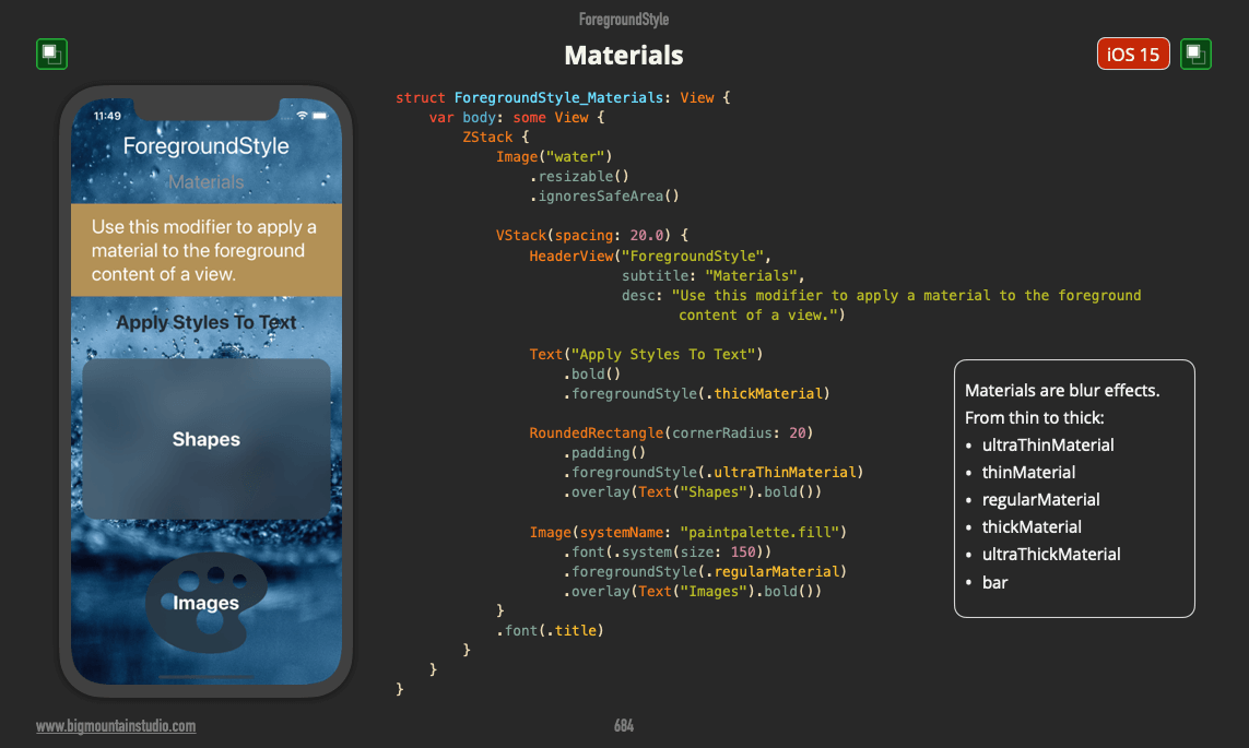 How do you use foregroundStyle or background to add blur effects in SwiftUI? - Mark Moeykens ...