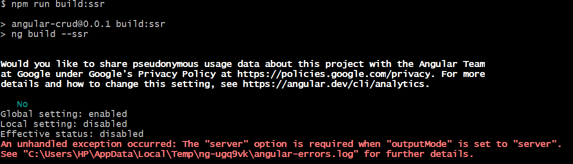 Angular SSR : ng build — ssr Fails with “ssr.entry” | by Piyali Das ...