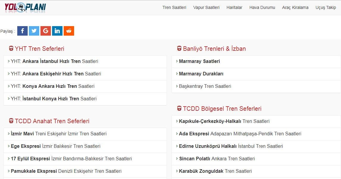TCDD Tren Seferleri, YHT Hızlı Tren Saatleri - yolplani - Medium