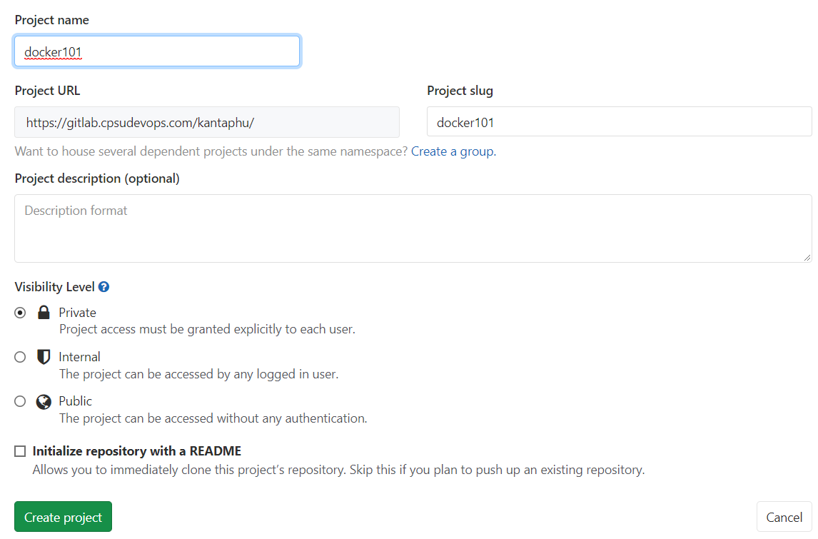 Docker & Gitlab part 1. 1 . สร้าง Gitlab project ชื่อ docker101 | by Phu Kantaporn | Medium