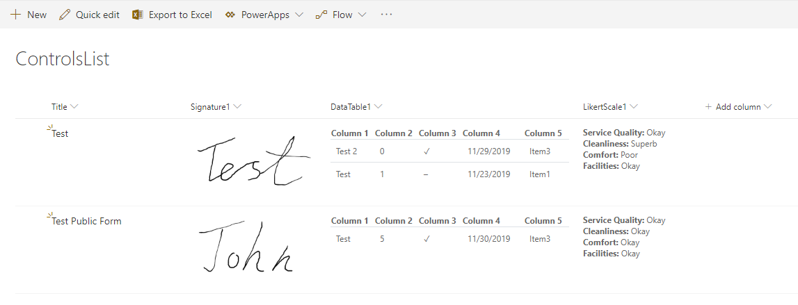 Save complex controls — Singature, DataTable, Likert Scale from Public Web Form to SharePoint ...