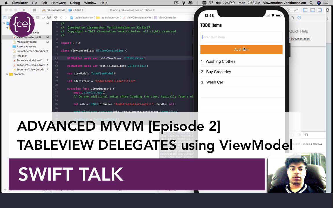 Swift Talk: Advanced MVVM [Episode 2] | by Vish V | Medium