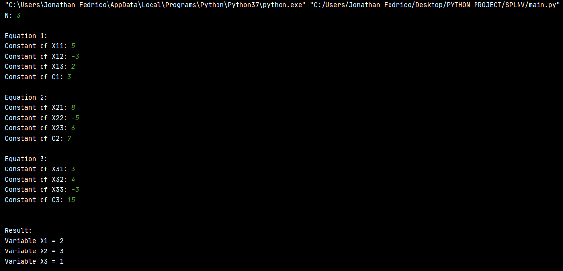 Command-Line App: Program Kalkulator Sistem Persamaan Linear N Variabel ...